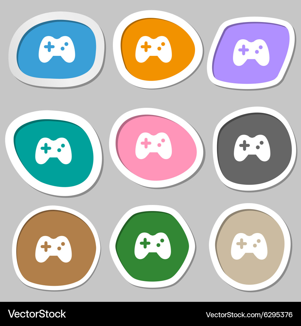 Joystick icon symbols multicolored paper stickers Vector Image