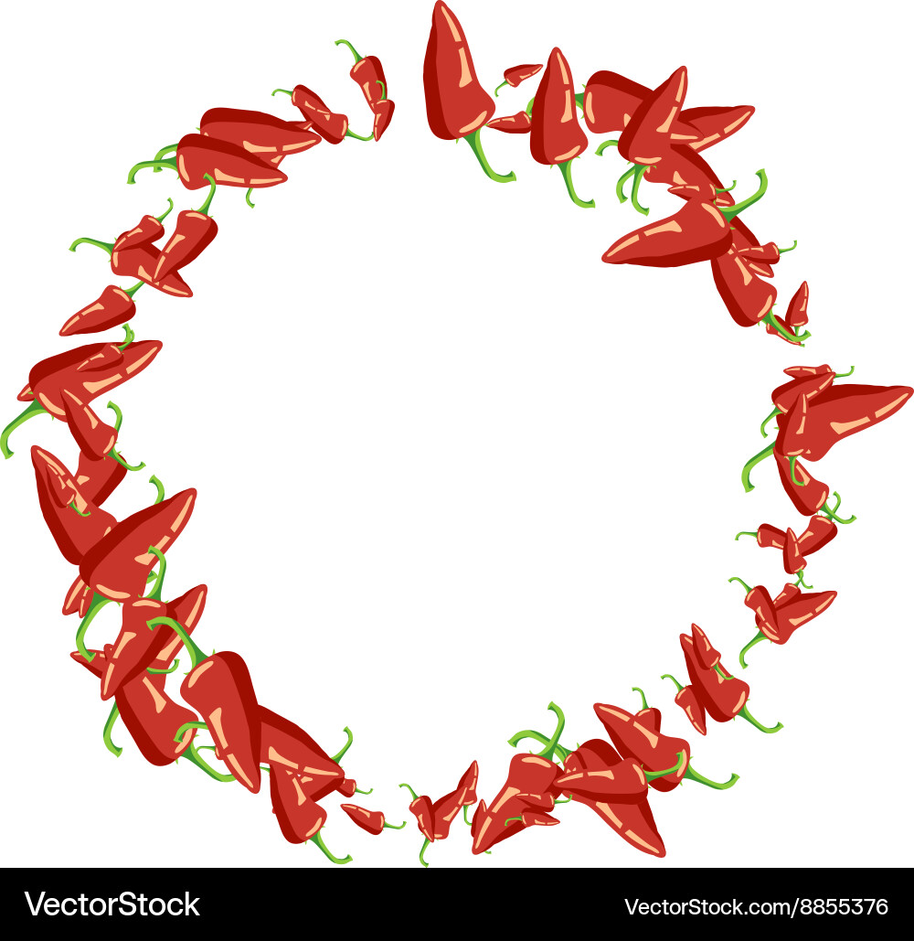 Juicy round frame of chili Royalty Free Vector Image