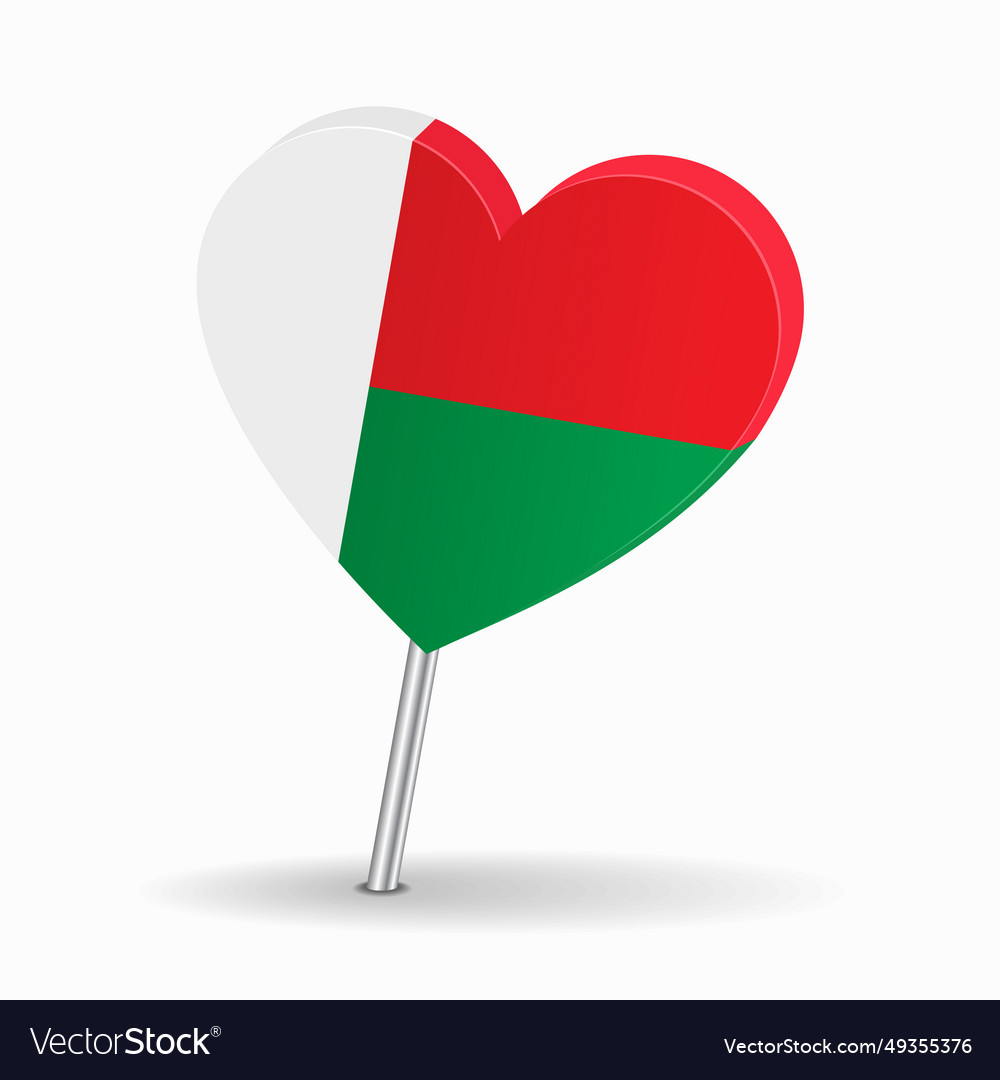 Madagascar flag heart-shaped map pointer layout Vector Image