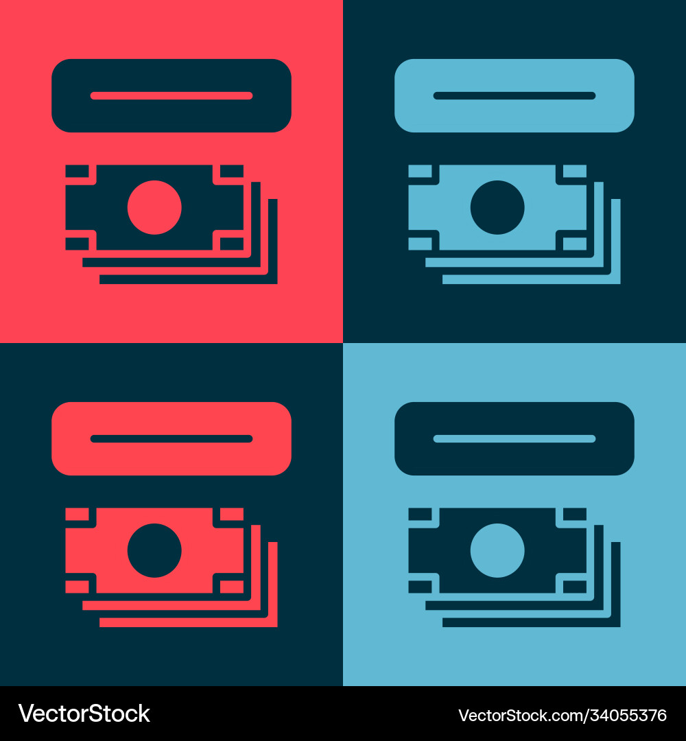 Pop art atm - automated teller machine and money Vector Image