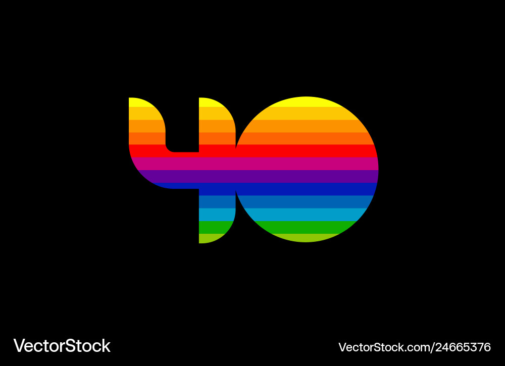 Rainbow color colored colorful number 40 logo Vector Image