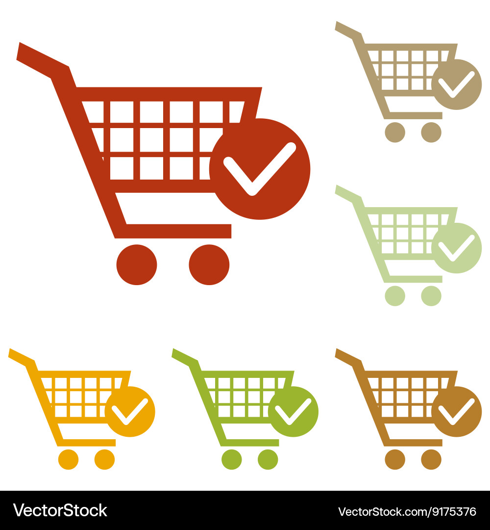 Shopping cart with check mark sign Royalty Free Vector Image