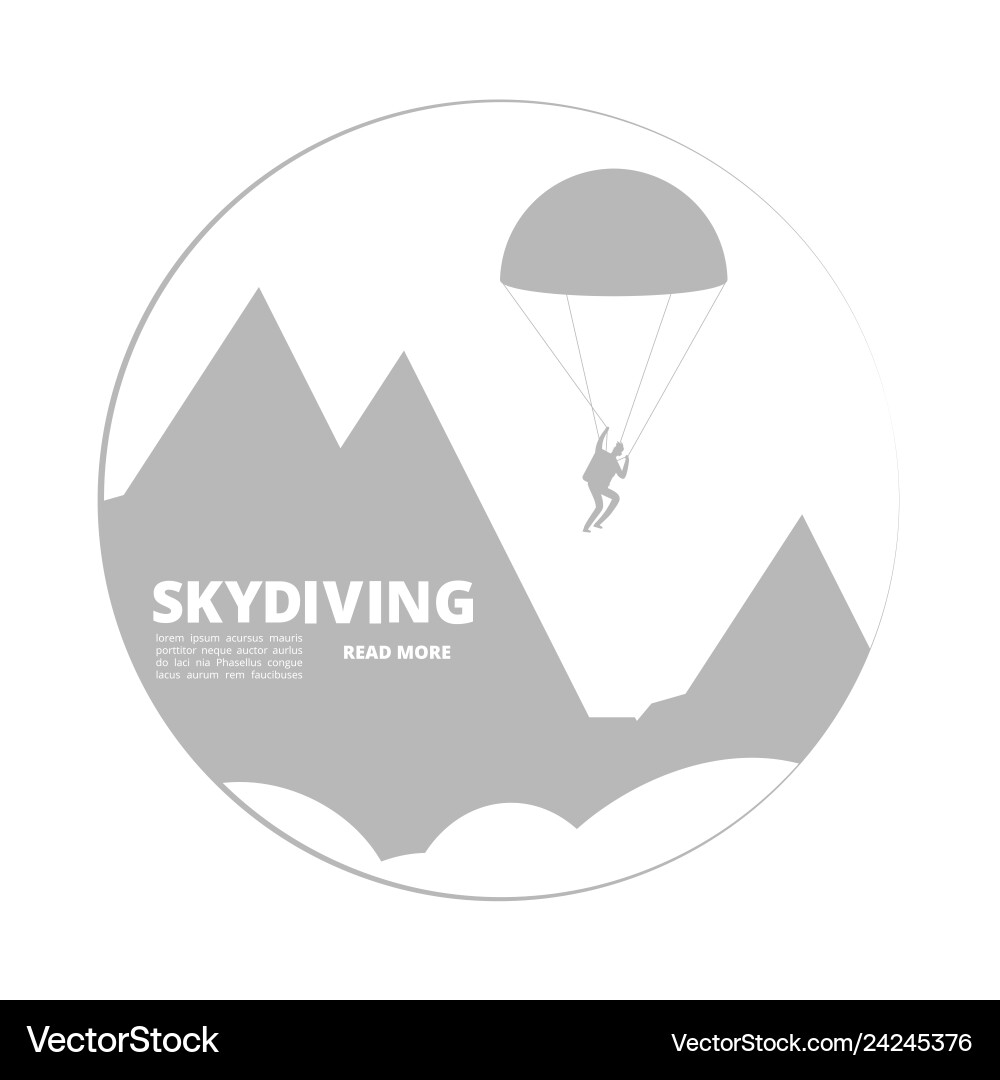 Skydivind sign with jumper and mountain Royalty Free Vector