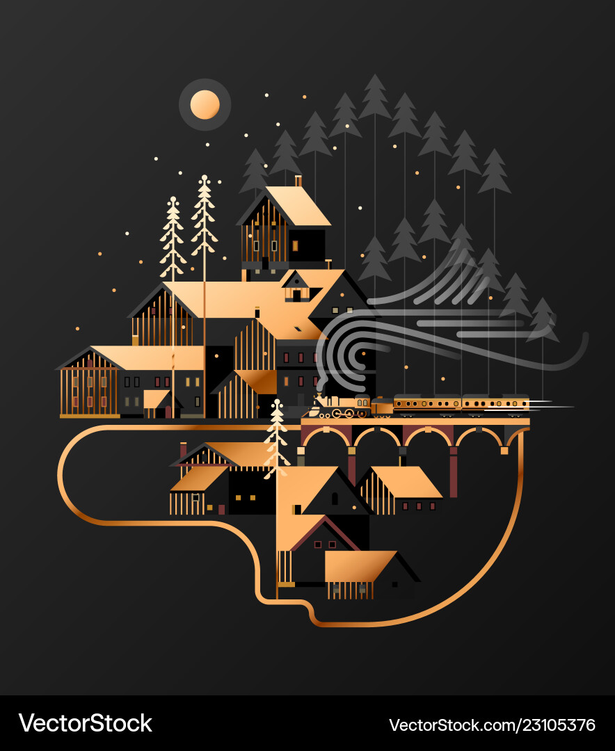 Snowy winter alpine landscape with coniferous Vector Image