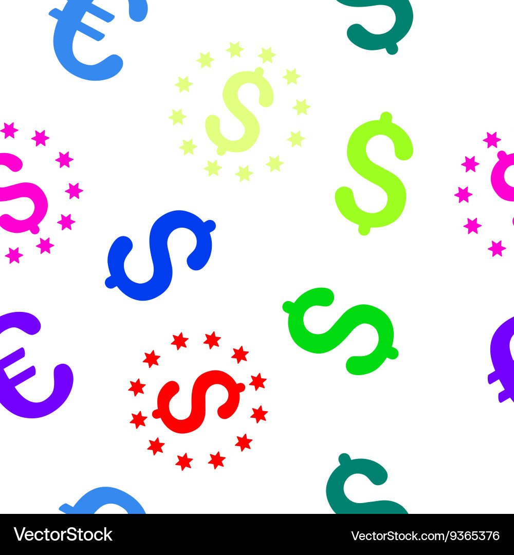 Sparkle dollar flat seamless pattern Royalty Free Vector