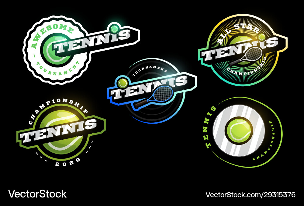 Tennis logo set modern professional typography Vector Image