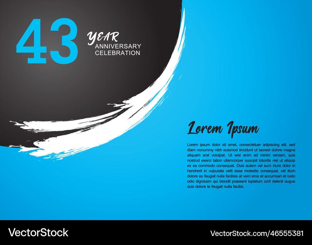 43 year anniversary celebration logotype on blue Vector Image