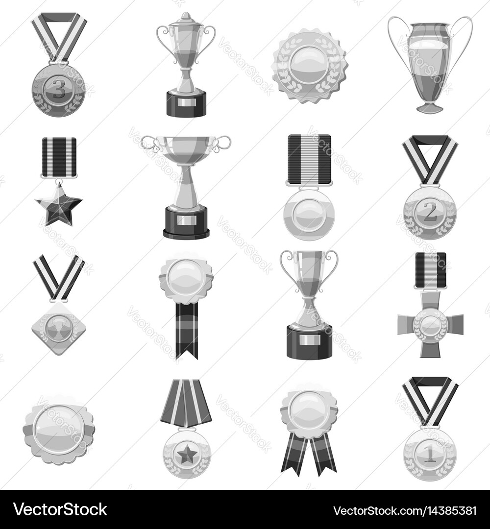 Award icons set monochrome Royalty Free Vector Image