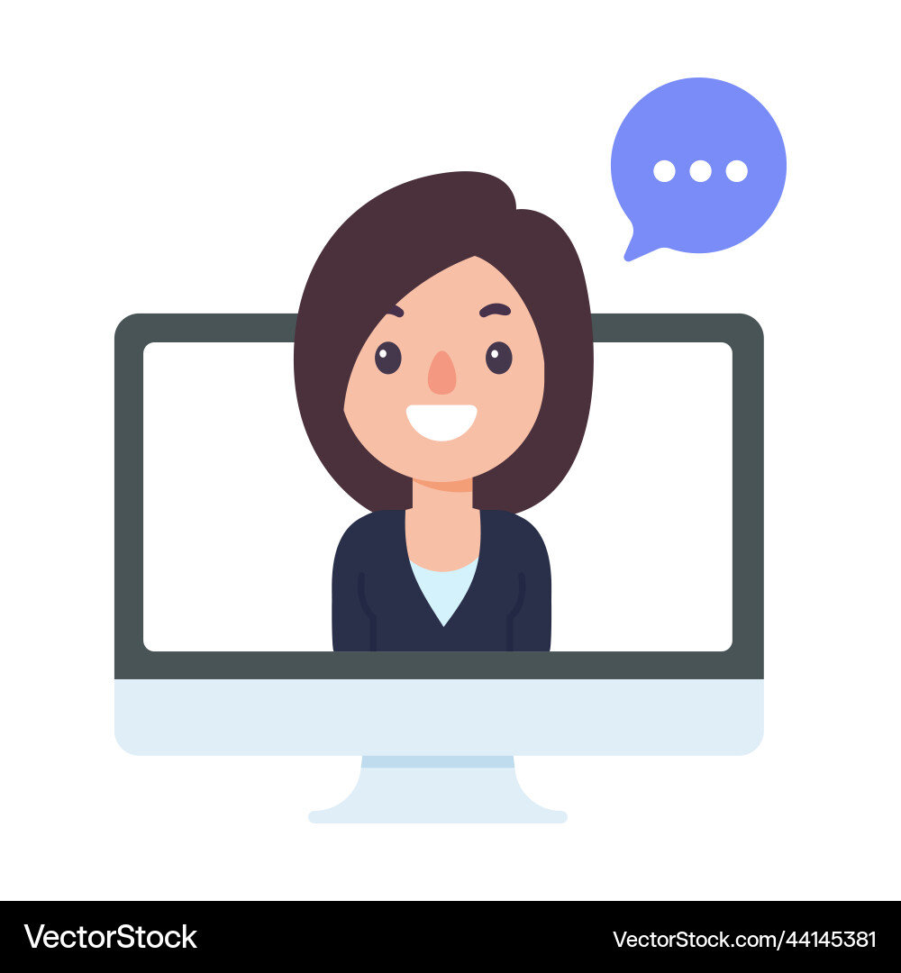 Businessman on computer screen online meeting Vector Image