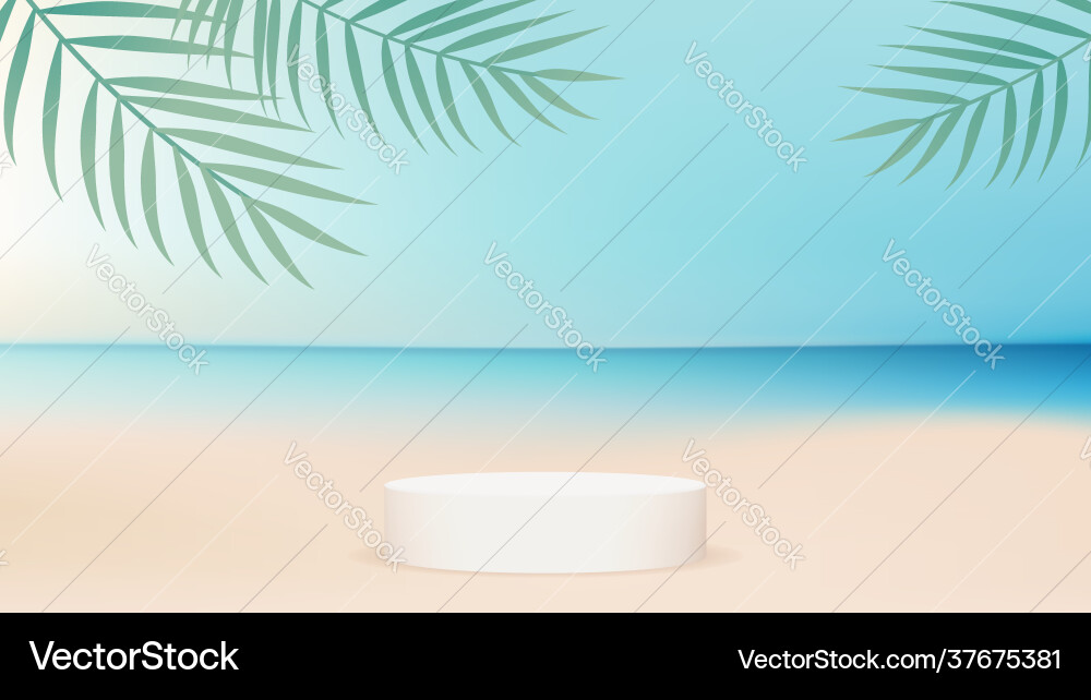 Cylinder platforms or pedestals on ocean Vector Image