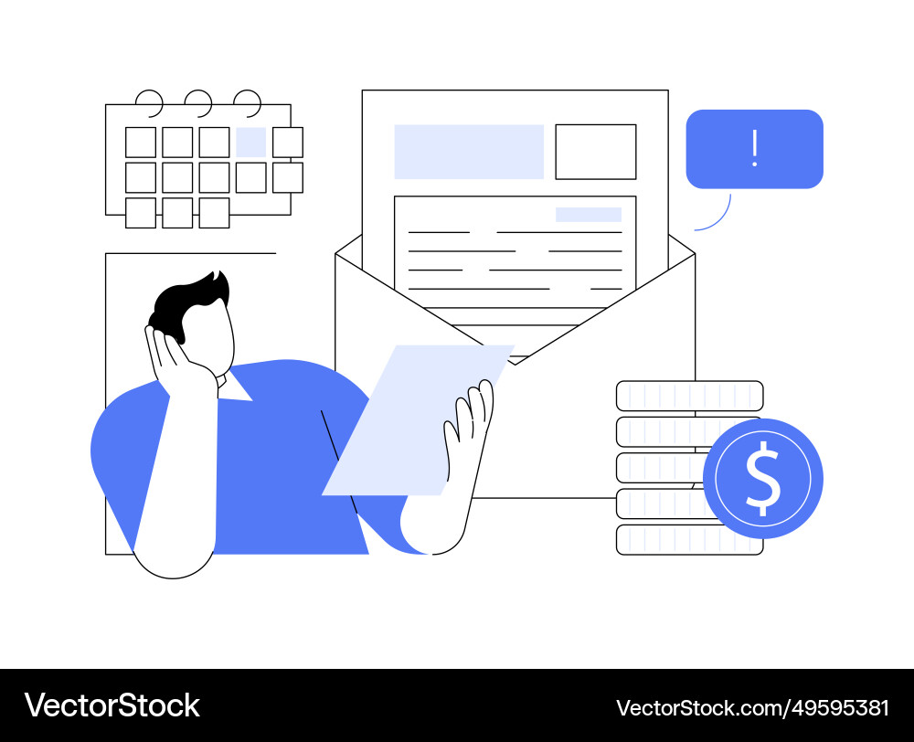 Debt collection letter isolated cartoon Royalty Free Vector