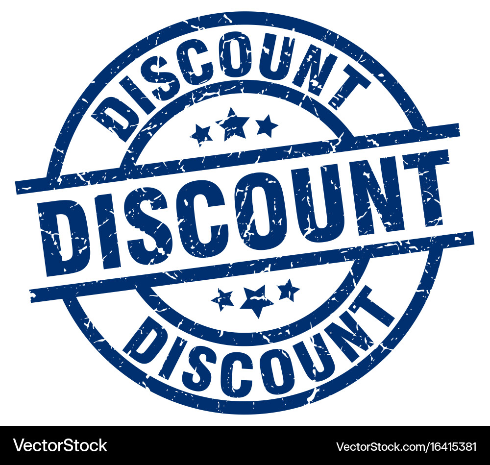 Discount blue round grunge stamp Royalty Free Vector Image
