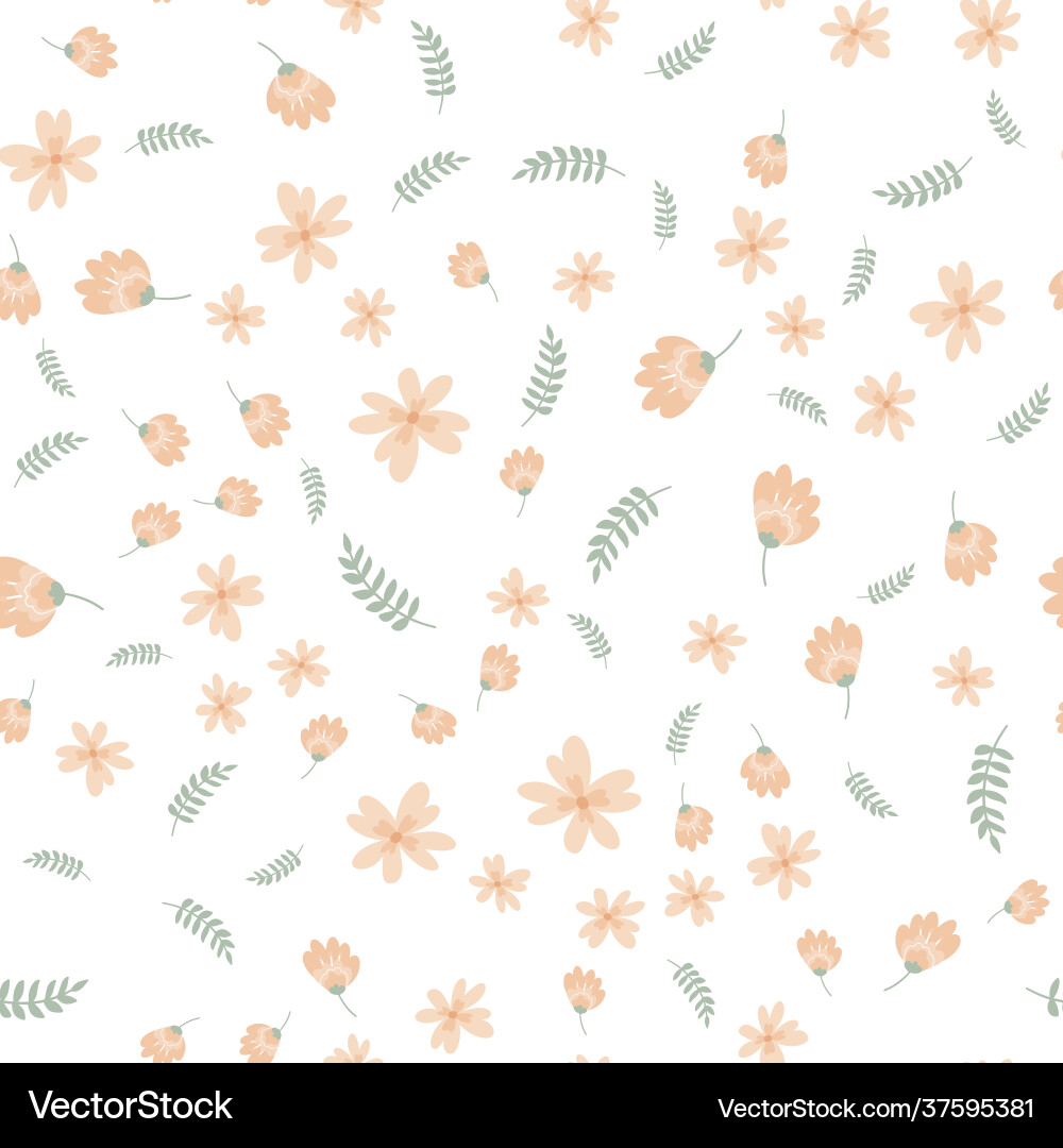 Floral pattern in doodle style with flowers Vector Image