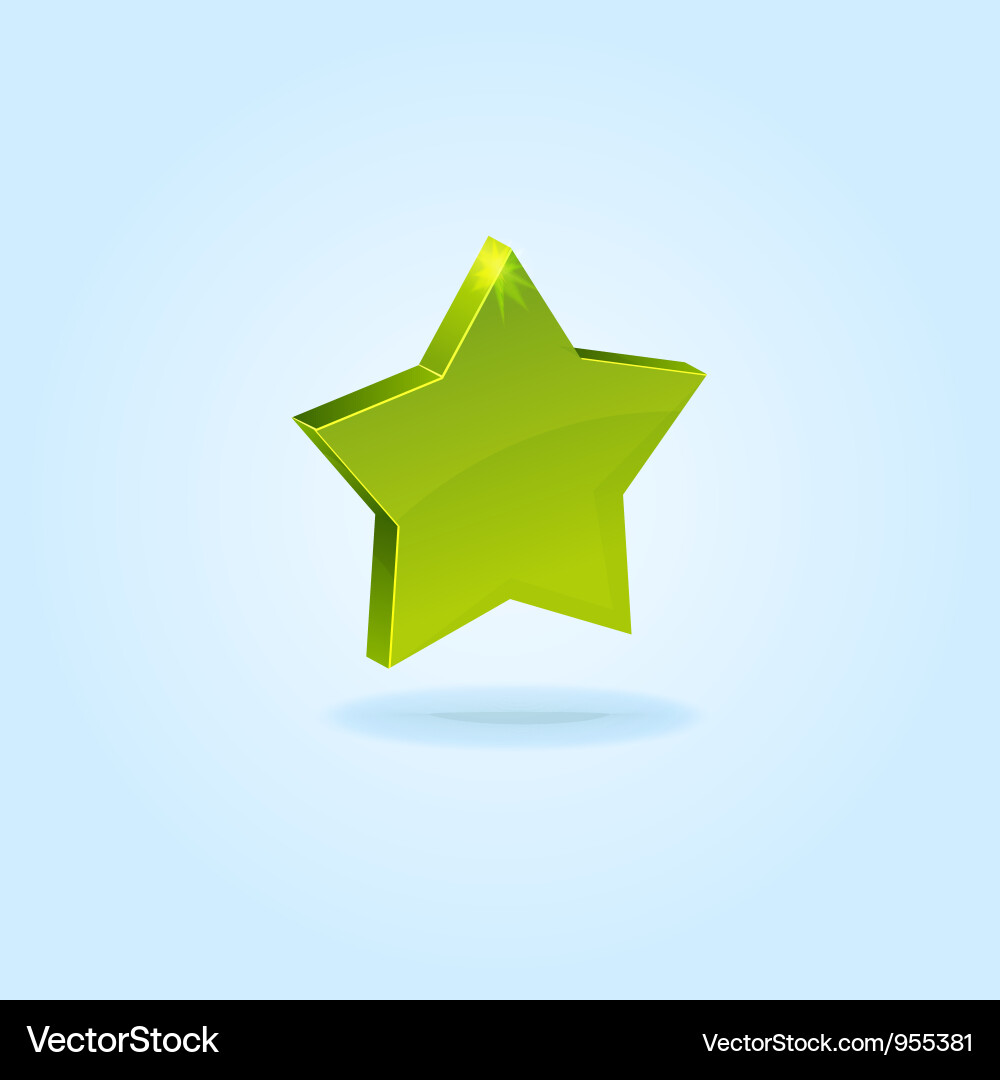 Green star symbol isolated on blue background Vector Image