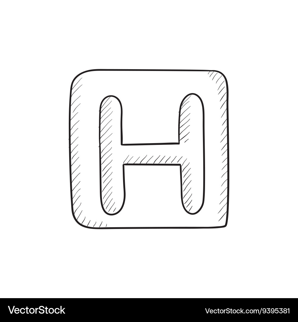 Hospital sign sketch icon Royalty Free Vector Image