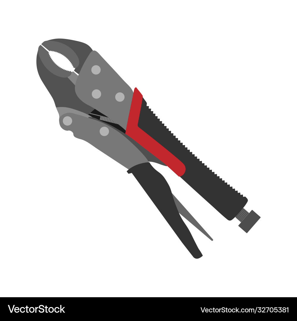 Locking pliers tool flat Royalty Free Vector Image