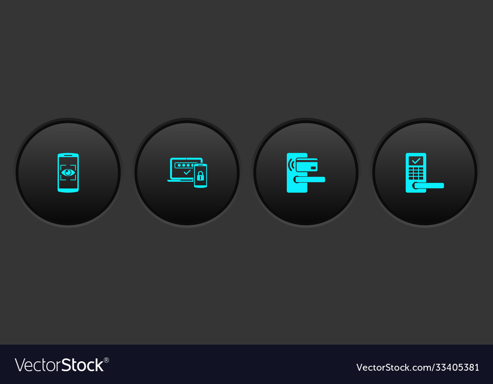 Set Mobile And Eye Scan Two Steps Authentication Vector Image