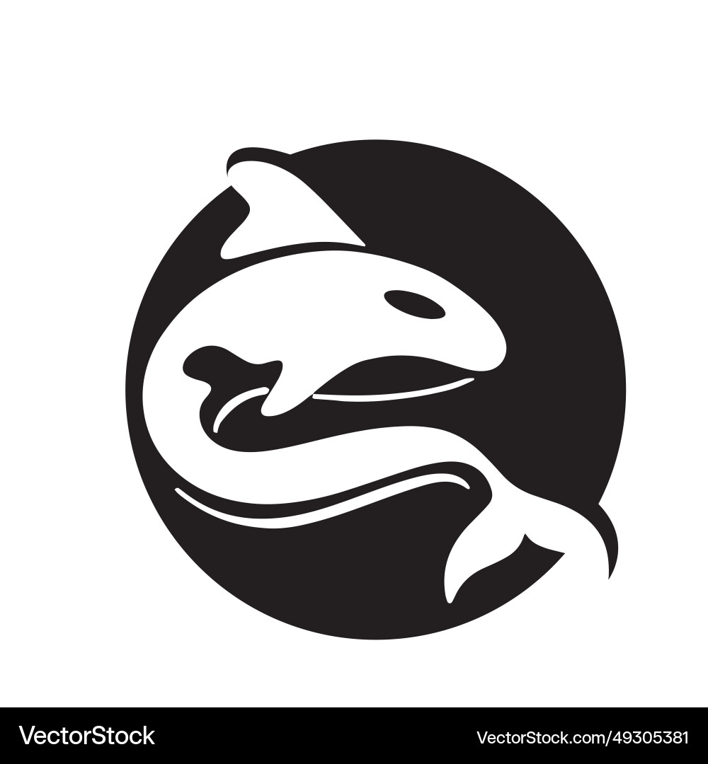 Simple black orca whale animal template logo Vector Image