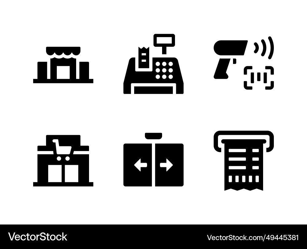 Simple set of supermarket solid icons Royalty Free Vector
