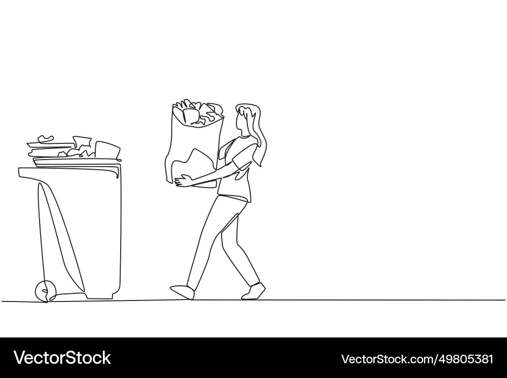 Single continuous line drawing young woman walked Vector Image