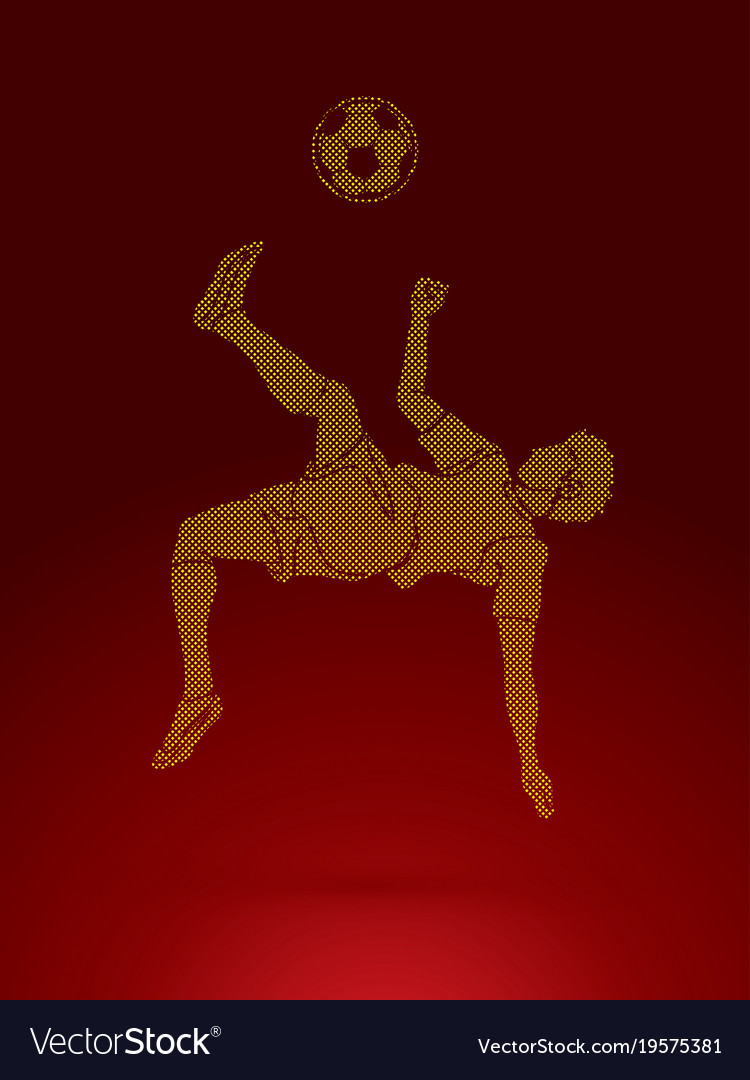 Soccer player somersault kick overhead Royalty Free Vector