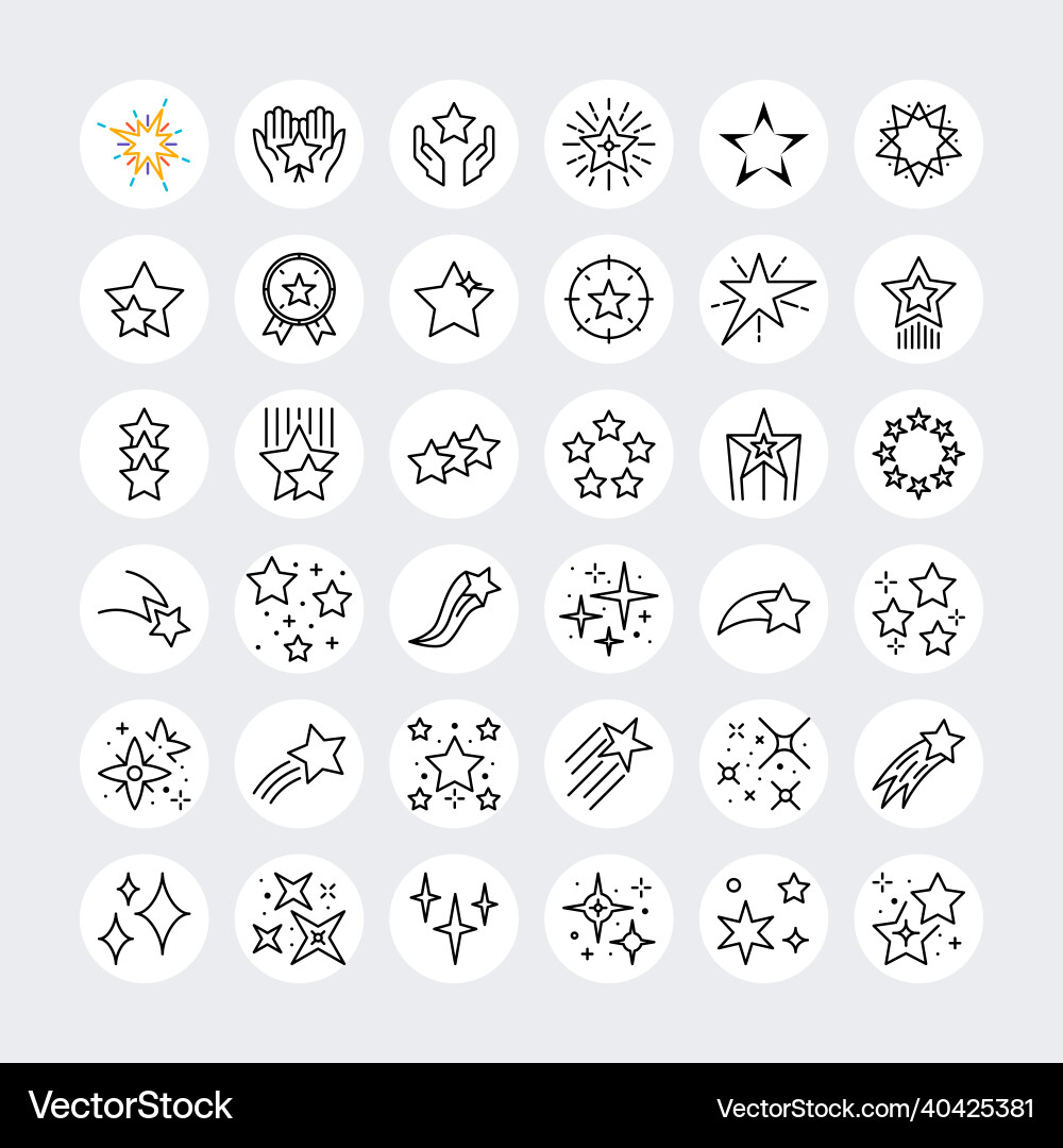 Stars symbol line icons Royalty Free Vector Image