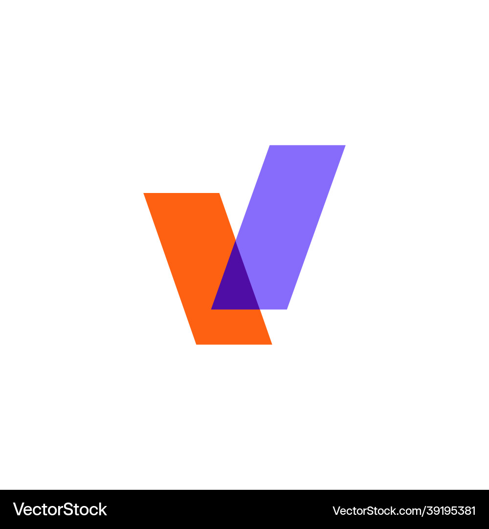 V letter mark overlapping color logo icon Vector Image