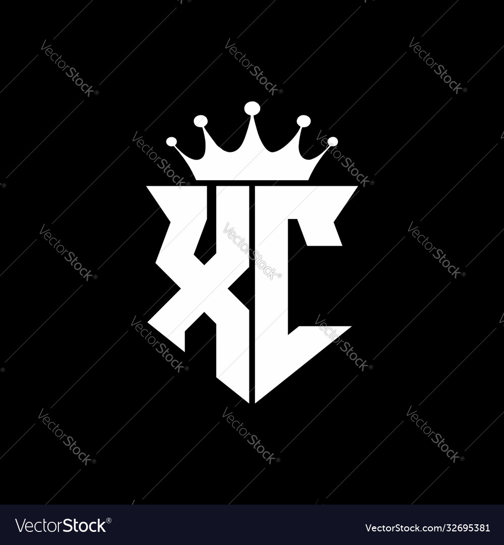 Xc logo monogram shield shape with crown design Vector Image