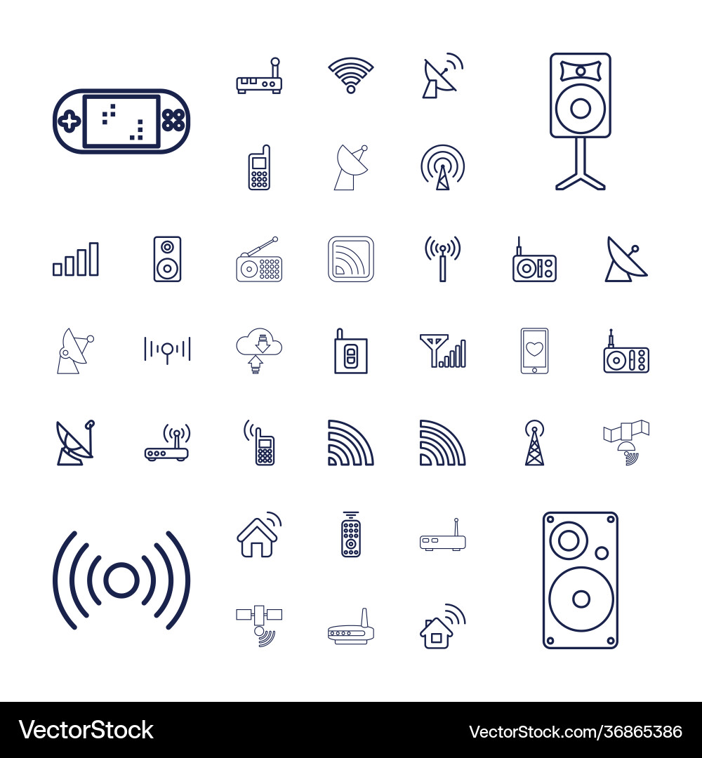 37 wireless icons Royalty Free Vector Image - VectorStock