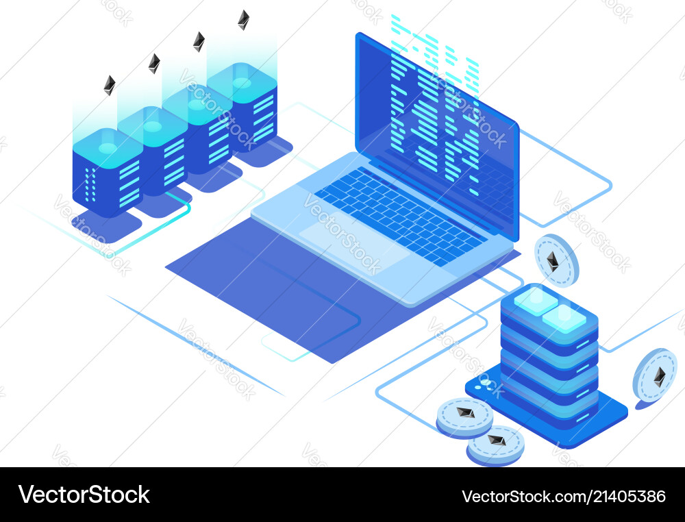 Digital marketing management 3d coin servers Vector Image
