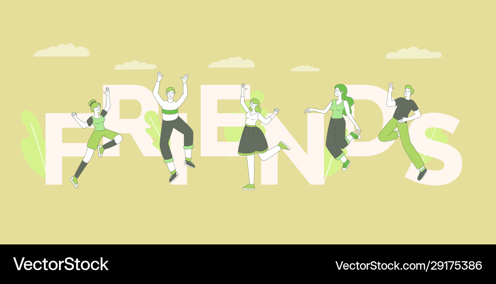 Friends word concept banner template Royalty Free Vector