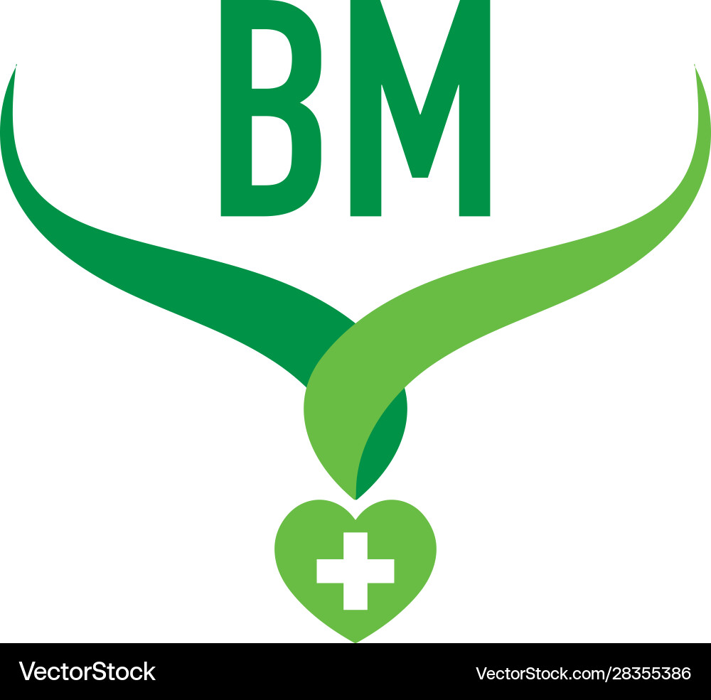 Initial letter bm creative health green logo Vector Image