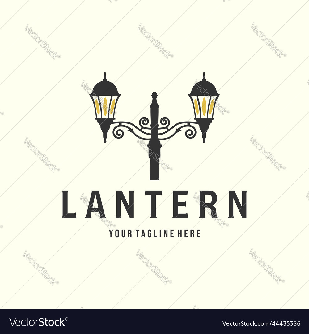 Lantern with vintage style logo template design Vector Image