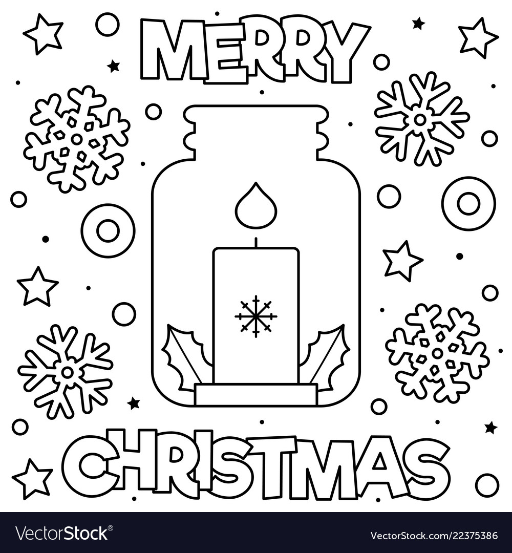 Merry christmas coloring page black and white Vector Image