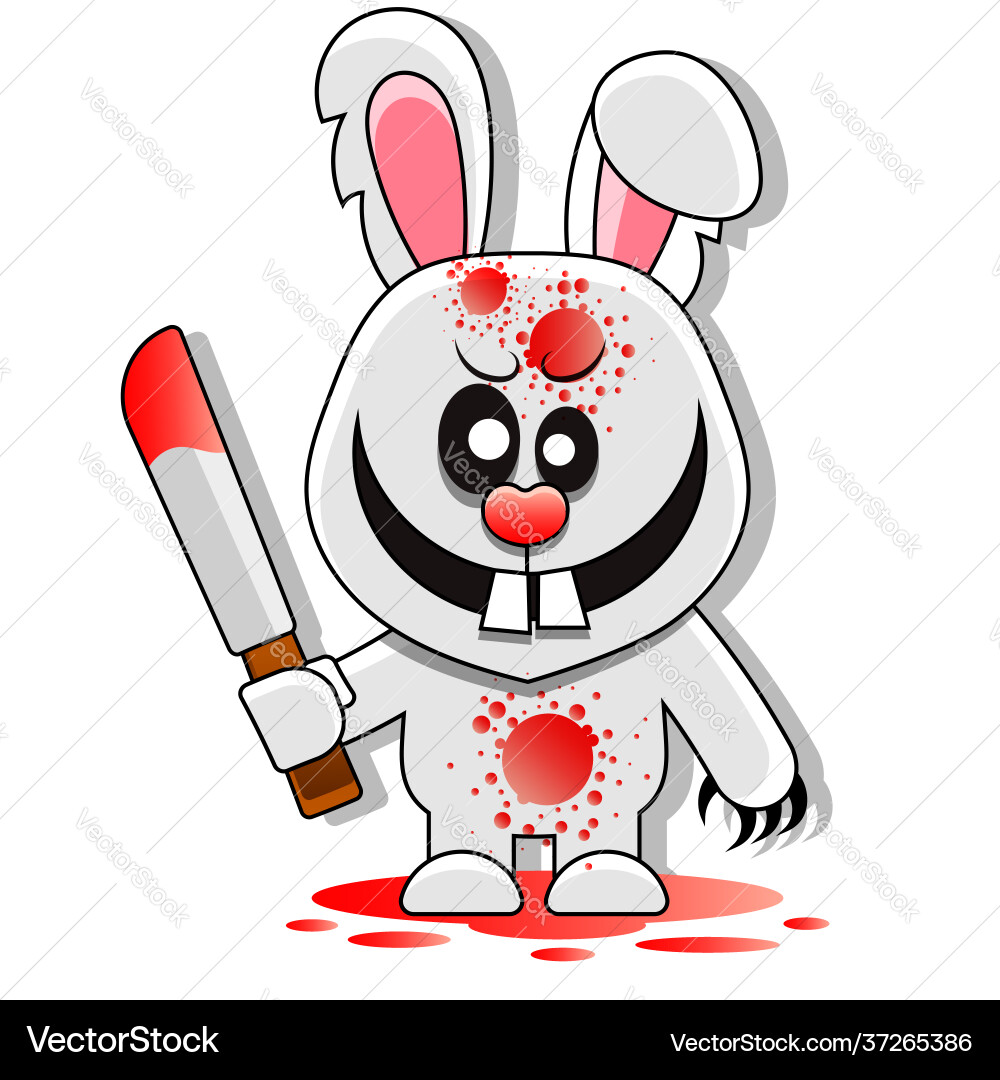 Rabbit killer happy halloween greeting card Vector Image