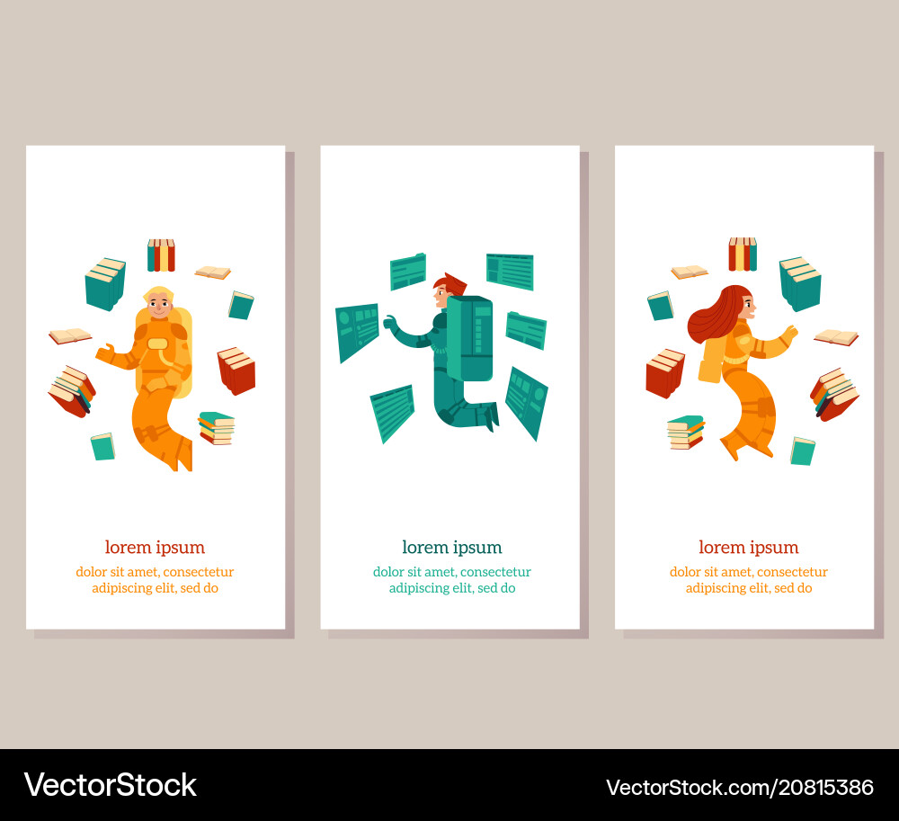 Researcher in information occupation banners set Vector Image