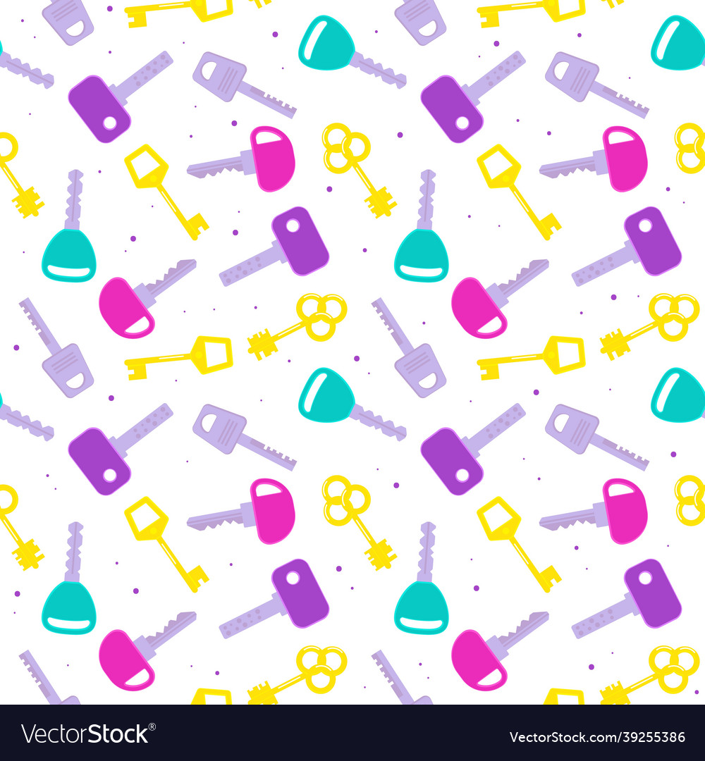 Seamless pattern keys cartoon flat colored keys Vector Image Seamless pattern keys cartoon flat colored keys Vector Image