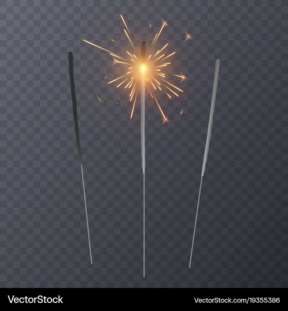 Set of realistic bengal light effects isolated Vector Image