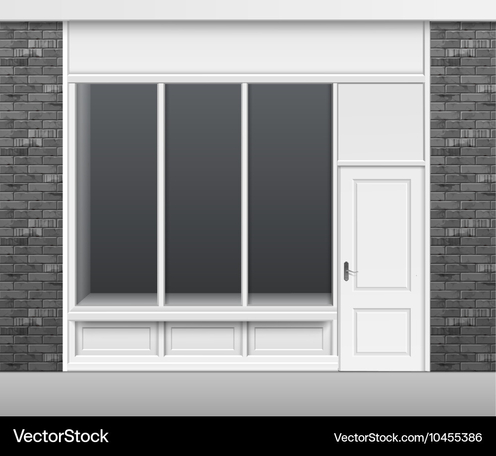 Shop store front with windows showcase and door Vector Image