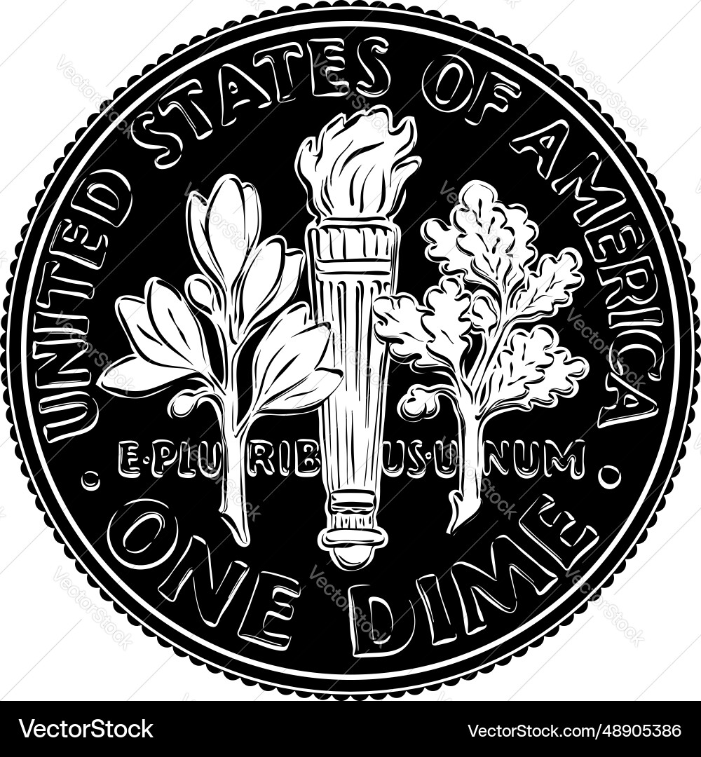United states dime coin reverse Royalty Free Vector Image
