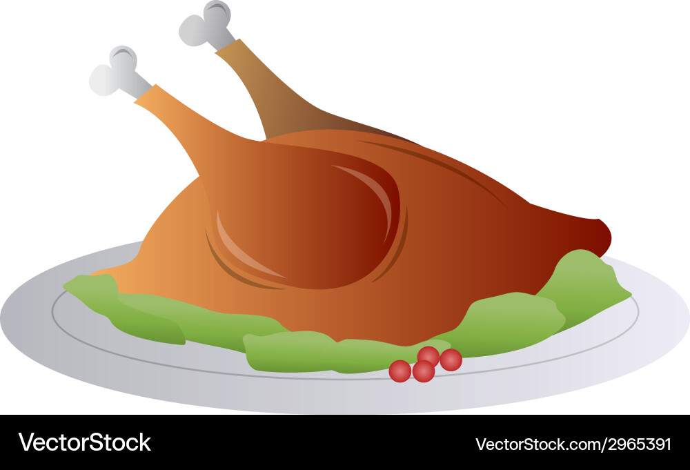 A roasted turkey for thanksgiving on white Vector Image