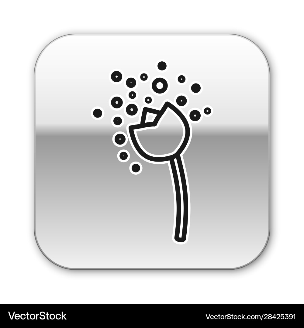 Black line flower producing pollen in atmosphere Vector Image