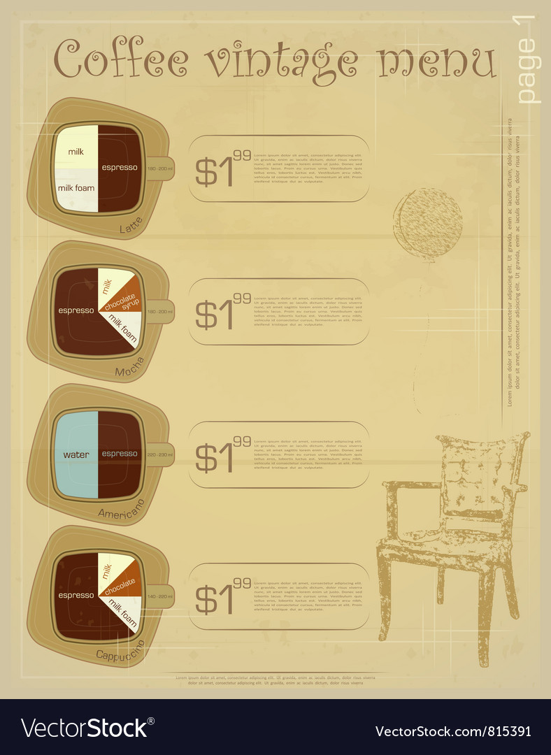 Coffee menu Royalty Free Vector Image - VectorStock