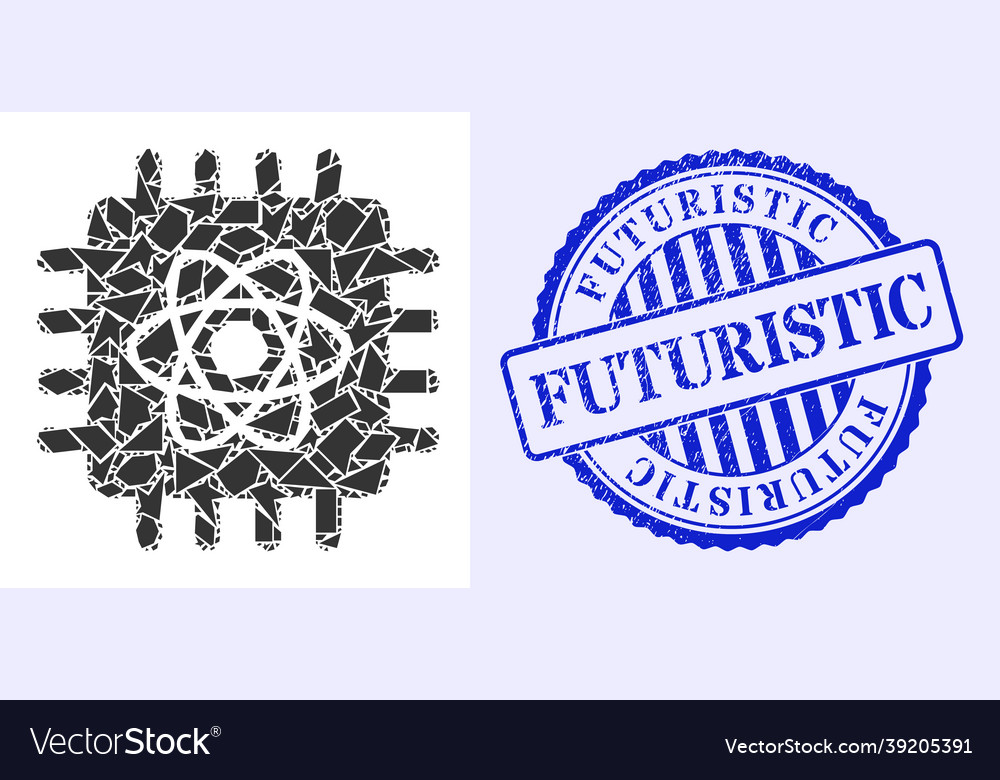 Detritus mosaic quantum computing icon Royalty Free Vector