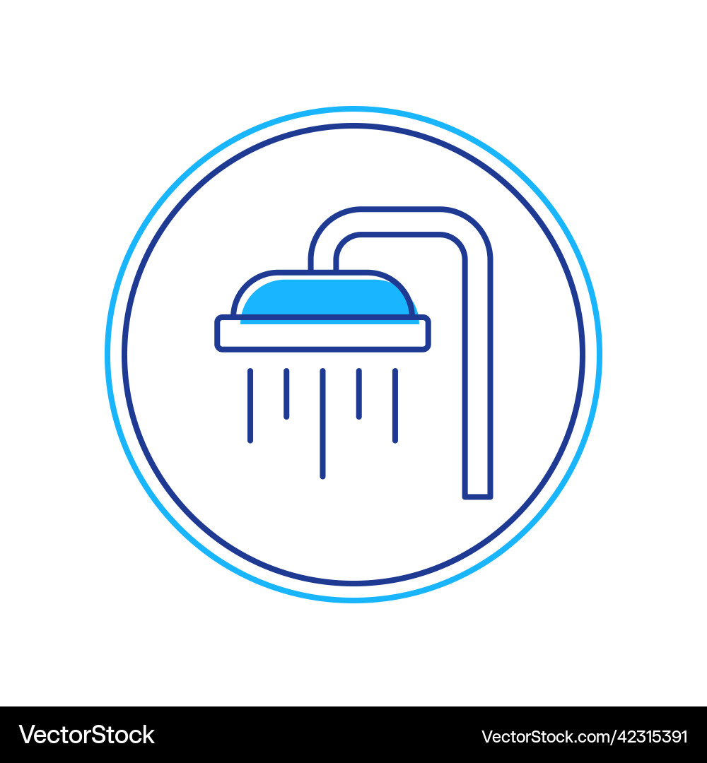 Filled outline shower head with water drops Vector Image