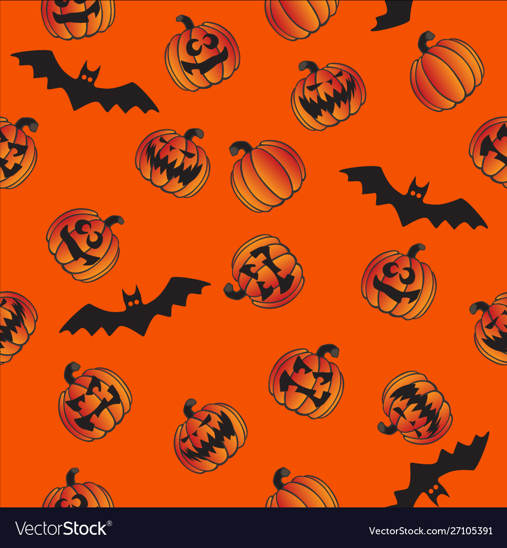 Halloween pumpkins bats seamless repeating pattern