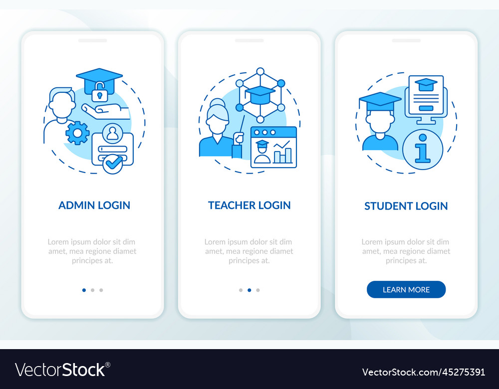Learning management system access blue onboarding Vector Image