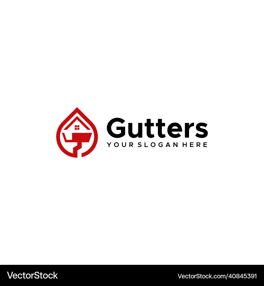 Modern design gutters home house red logo Vector Image