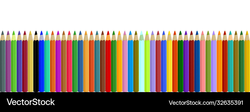 Seamless colored pencils row isolated on white Vector Image