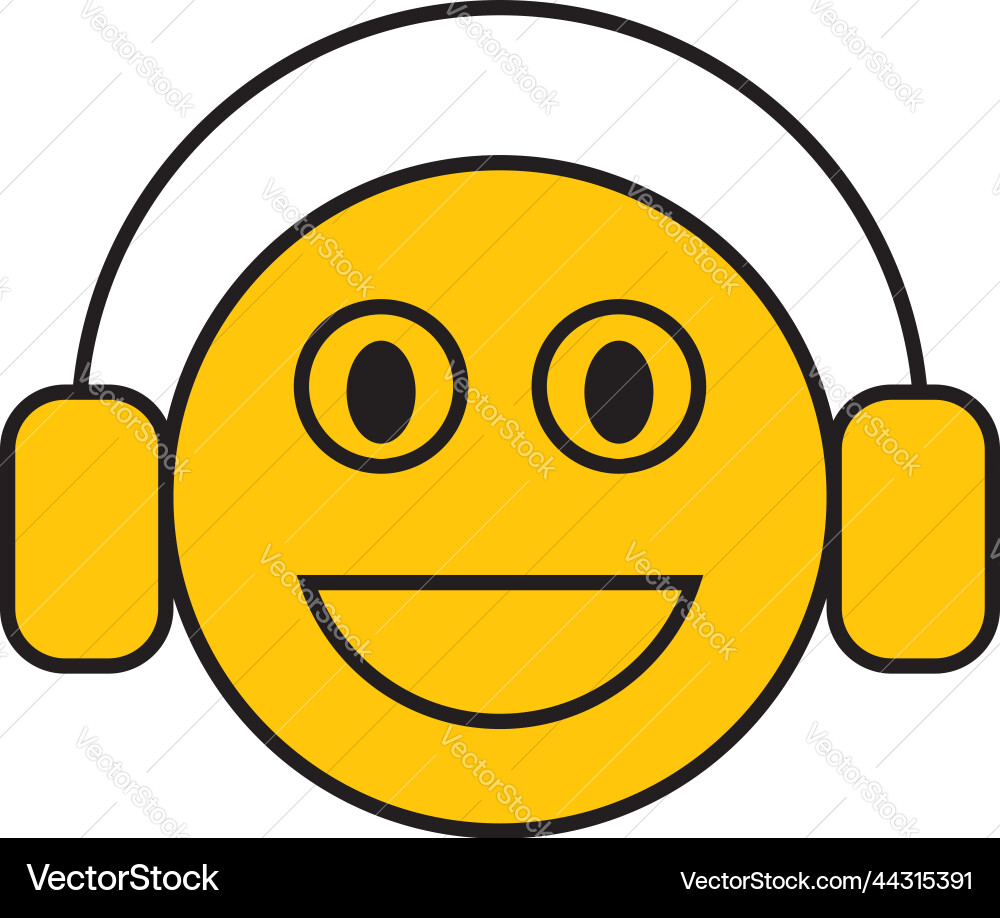 Smiley with headphones on a white background Vector Image